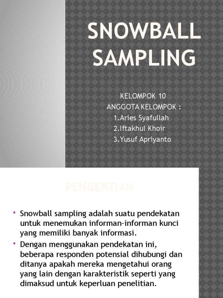 Snowball Sampling | PDF | Kesehatan Holistik | Sains & Matematika