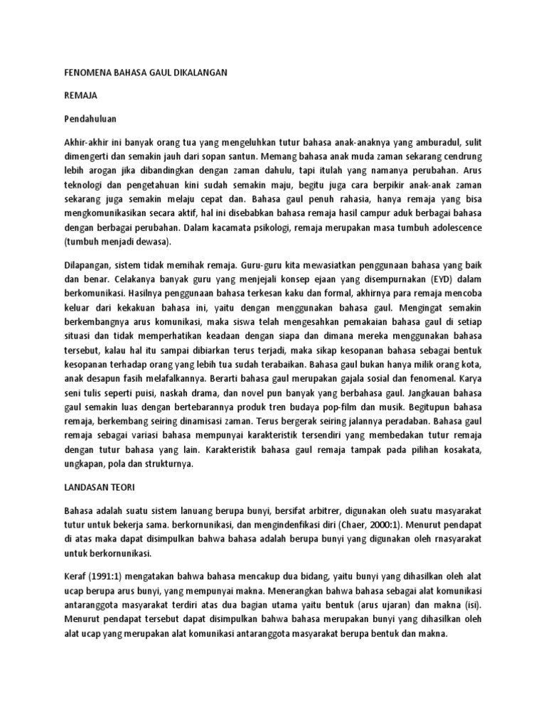 Fenomena Bahasa Gaul | PDF
