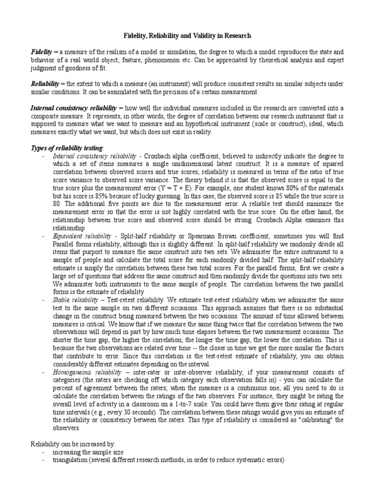 Reliability and Validity in Research | PDF | Validity (Statistics ...