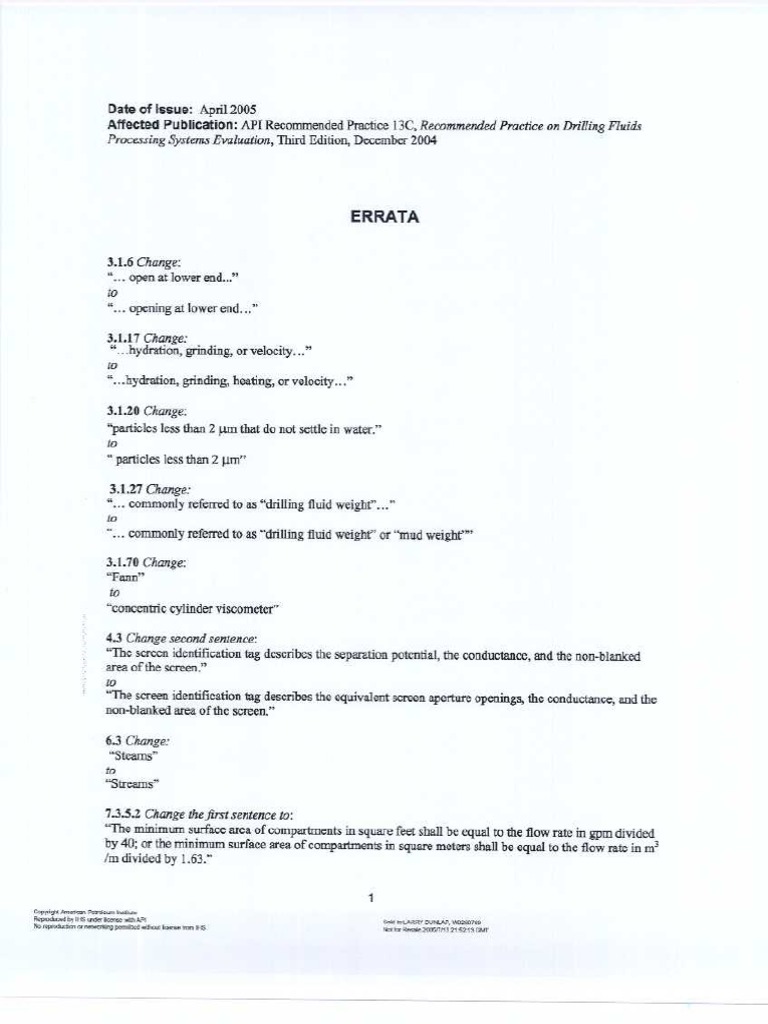 Norma API 13C, Version 3 - 2004. | PDF