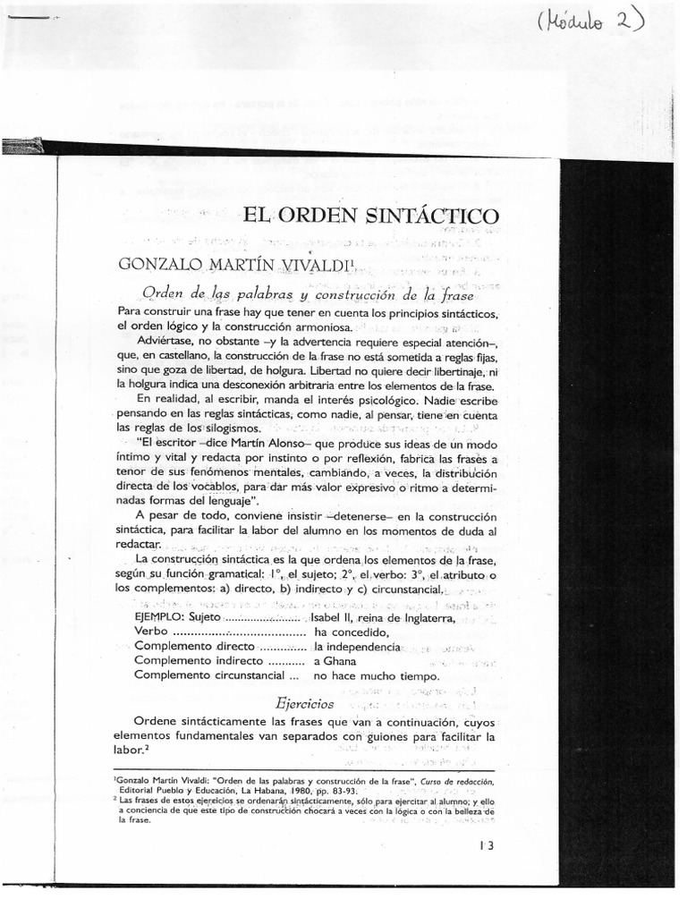 El Orden Sintáctico | PDF