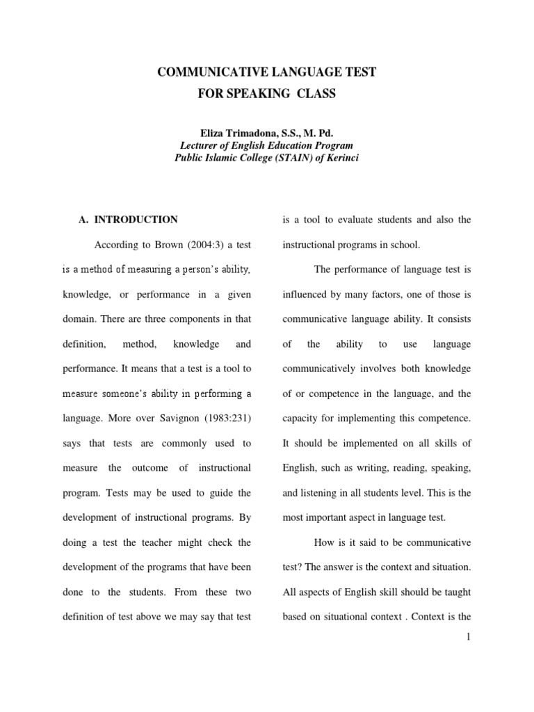 Communicative Language Test PDF | PDF | Rubric (Academic) | Educational ...
