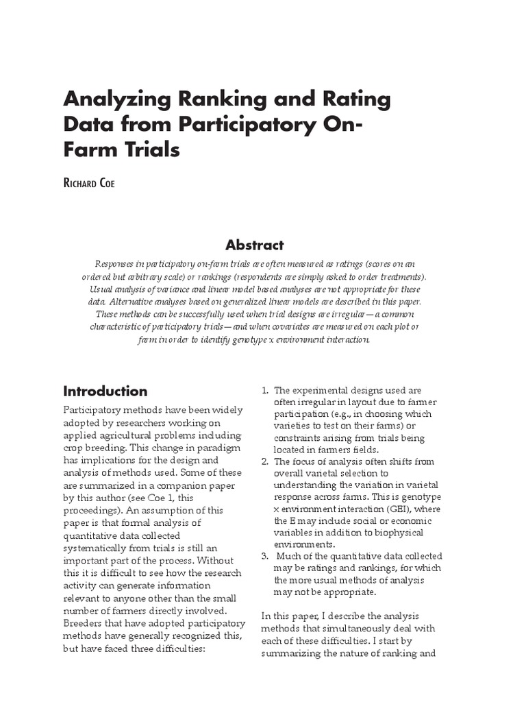 Analyzing Ranking and Rating Data | PDF | Level Of Measurement ...