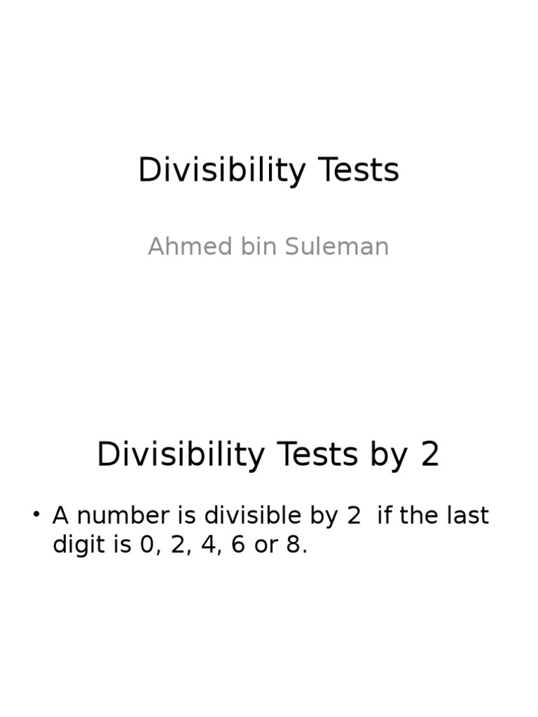 Divisibility Tests | PDF | Elementary Mathematics | Division (Mathematics)