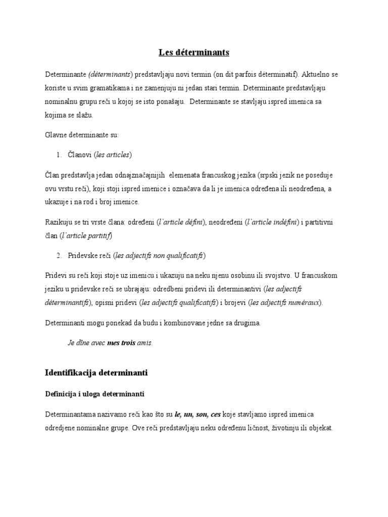 Les Déterminants | PDF