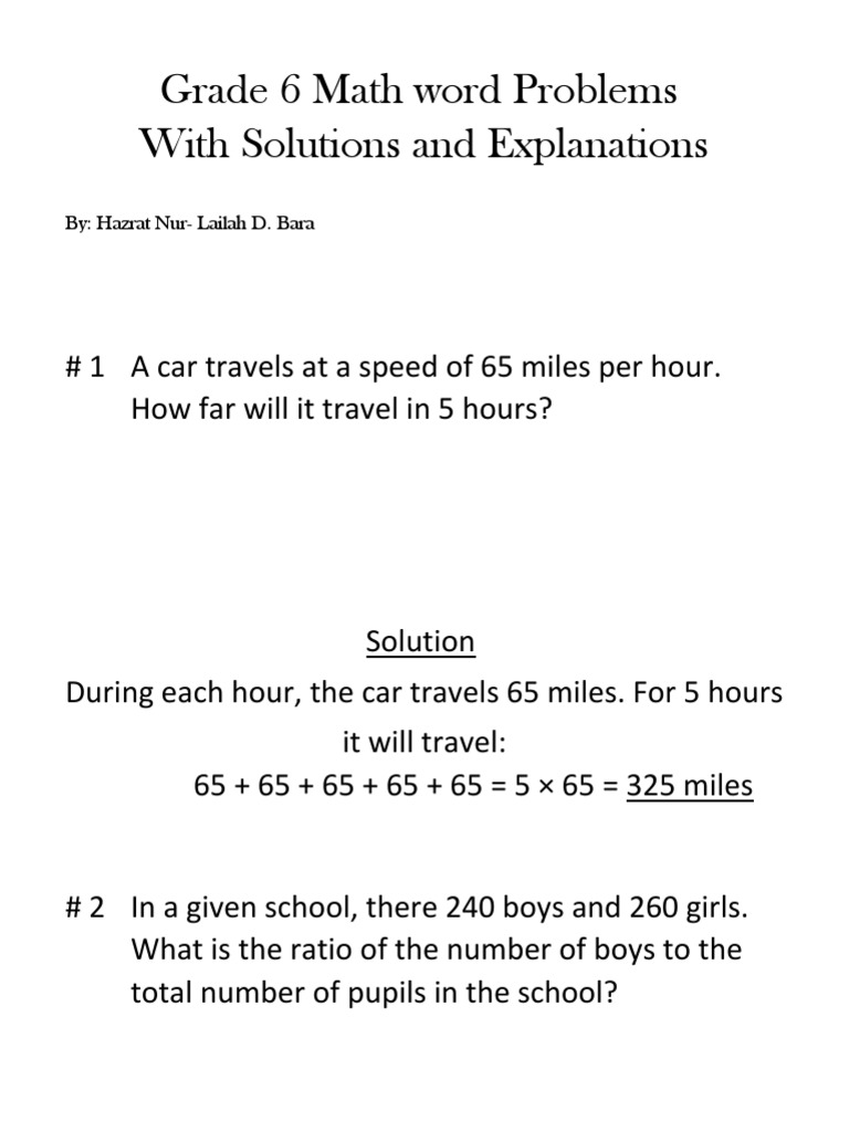 Grade 6 Math Word Problems | PDF