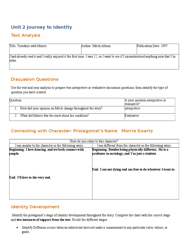 Unit 2 Journey To Identity: Text Analysis | PDF | Plot (Narrative ...