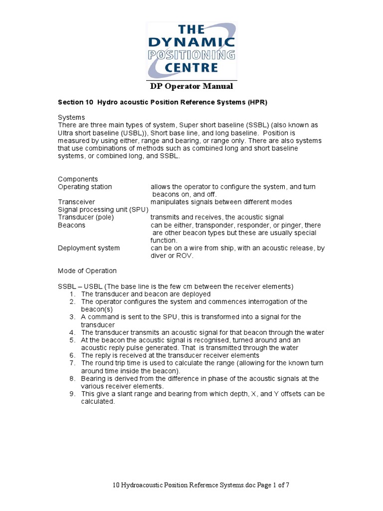 Hydroacoustic Position Reference Systems | PDF | Telecommunications ...