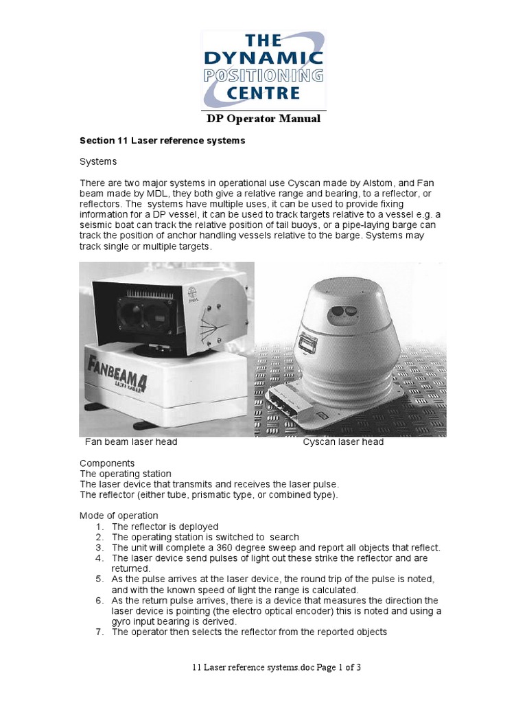DP Operator Manual: Section 11 Laser Reference Systems | PDF | Laser ...