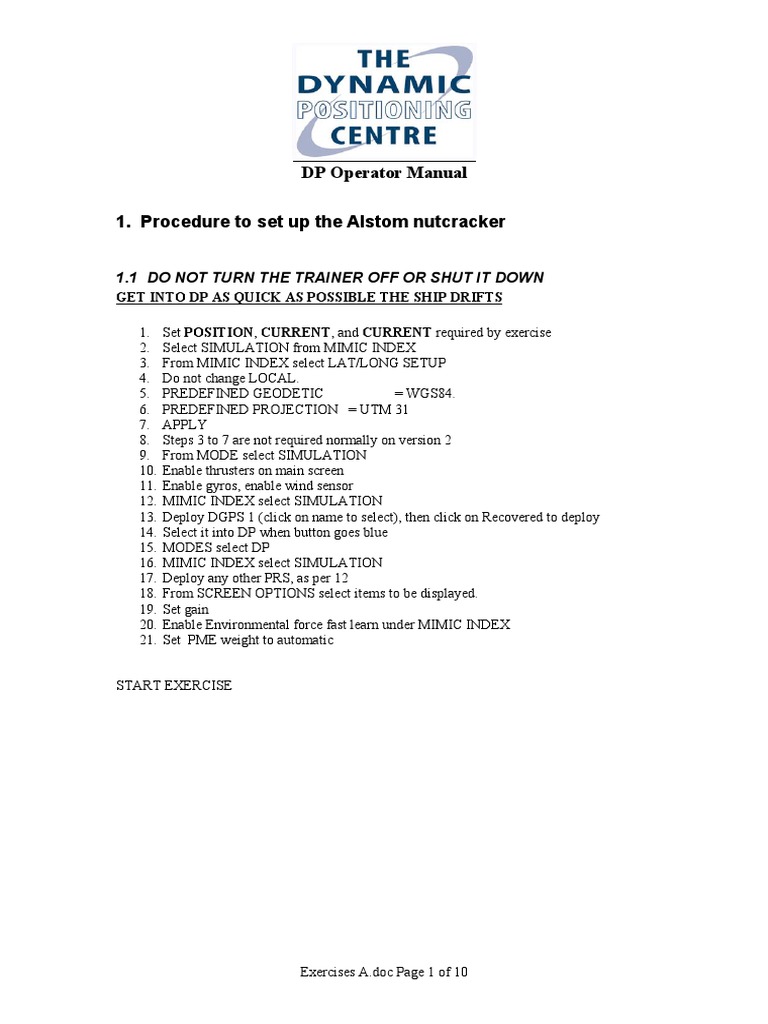 DP Operator Manual 1. Procedure To Set Up The Alstom Nutcracker | PDF ...