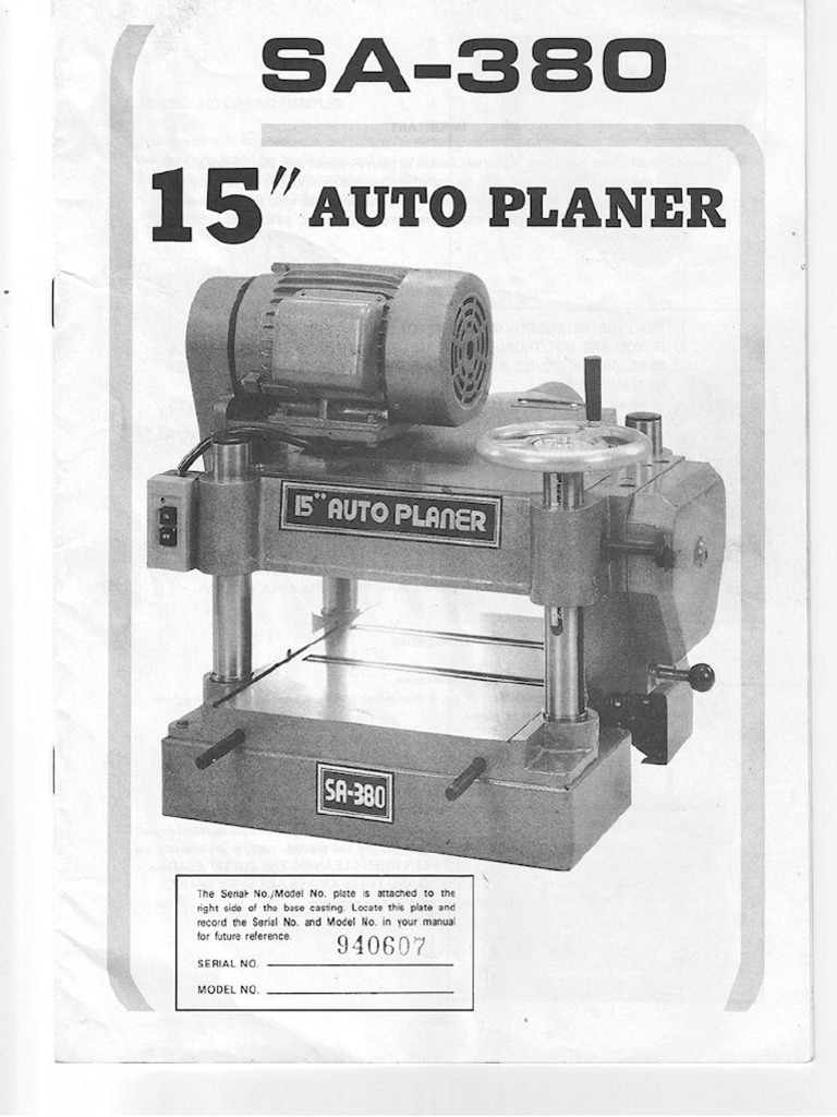 SA-380 Auto Planer | PDF