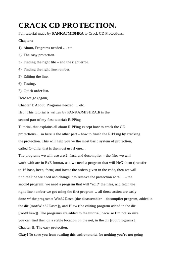 CRACK CD PROTECTION TUTORIAL | PDF | Computer File | System Software