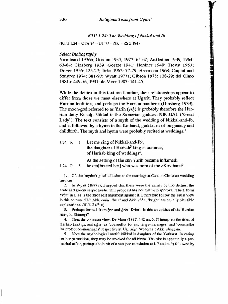 Nikkal's Wedding to Yarih: A Myth | PDF | Deities | Wedding