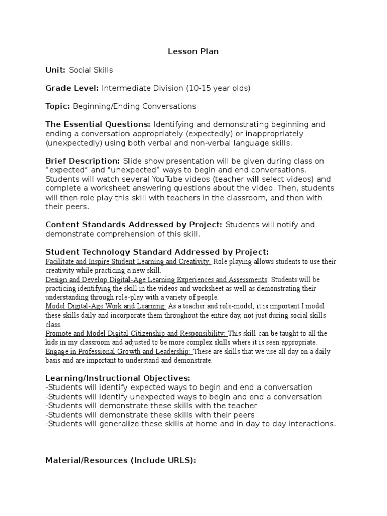 Lesson Plan 1-Beginning Ending Conversation | PDF | Sharing | Lesson Plan