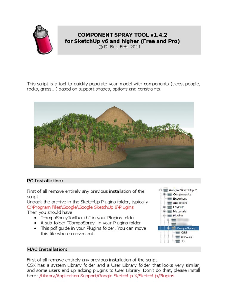 Component Spray Tool V1.4.2 For Sketchup V6 and Higher (Free and Pro ...