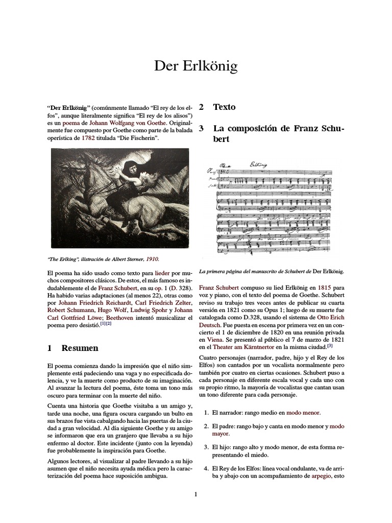 Der Erlkönig | PDF | Las artes escénicas | Composiciones Musicales