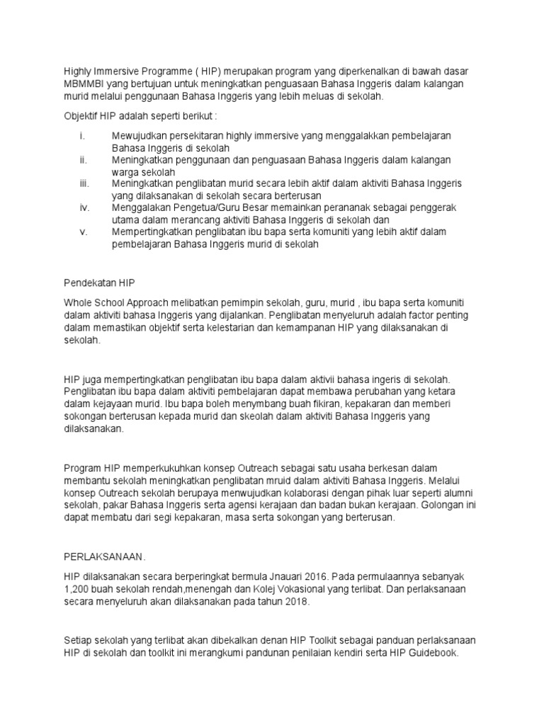 Highly Immersive Programme | PDF