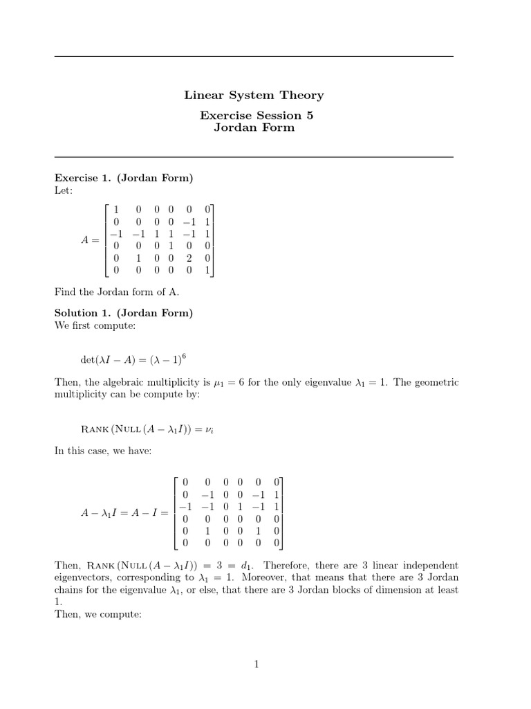 Jordan Form | PDF | Eigenvalues And Eigenvectors | Applied Mathematics