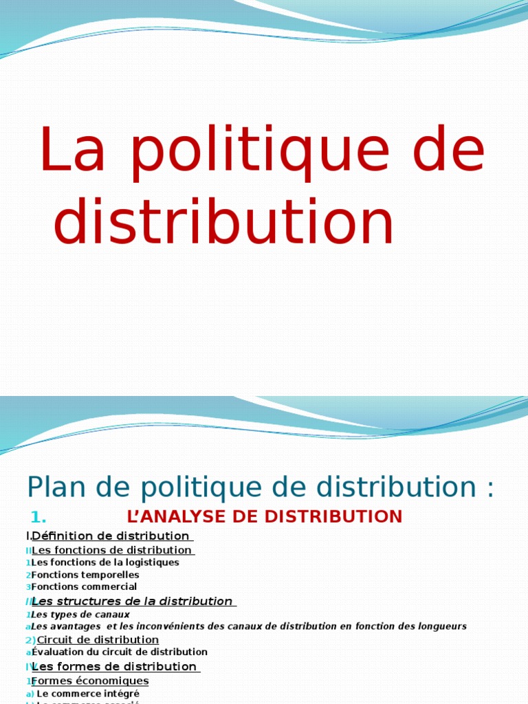 Plan de Politique de Distribution | PDF | Distribution (Affaires) | Sodles