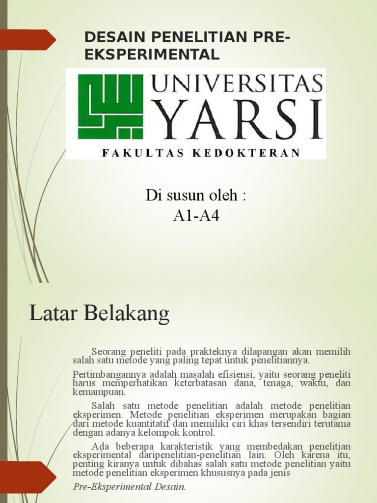 Desain Pre Eksperimental | PDF