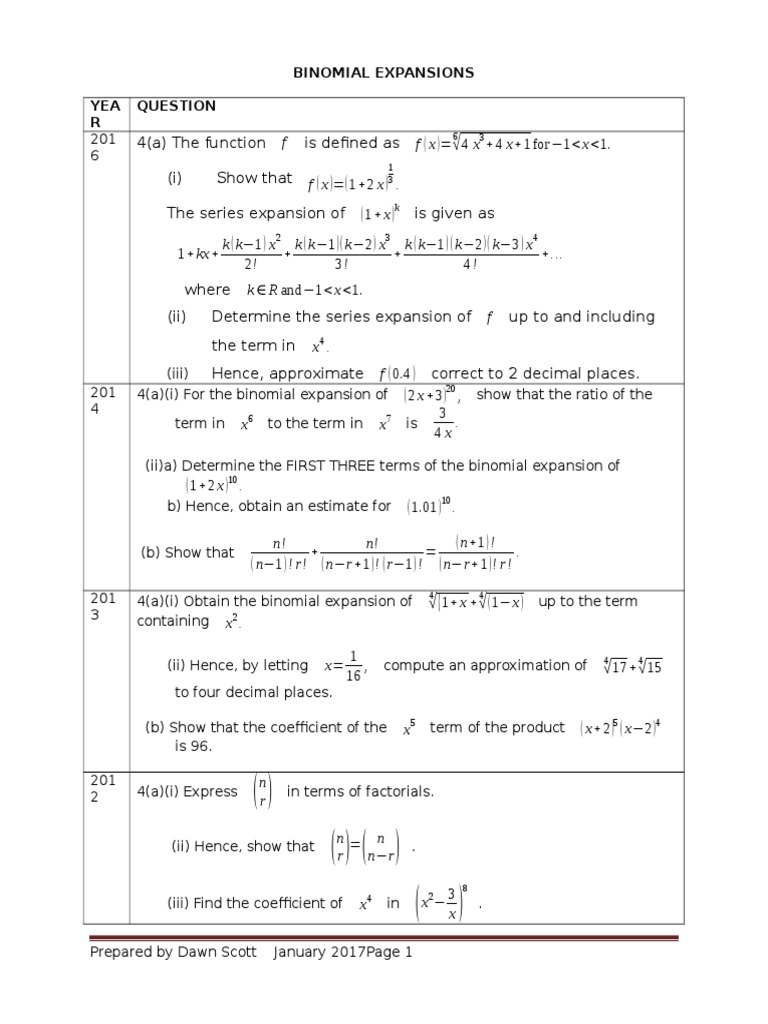 Binomial Expansions | PDF | Combinatorics | Discrete Mathematics