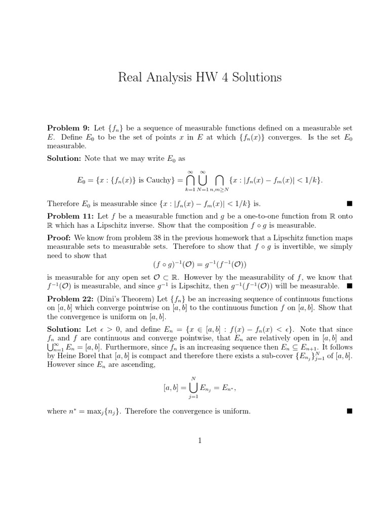 HW4 Sol | PDF | Continuous Function | Measure (Mathematics)