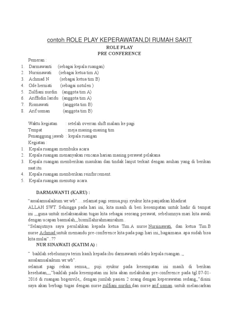 Contoh Role Play Keperawatan | PDF | Kesehatan Holistik