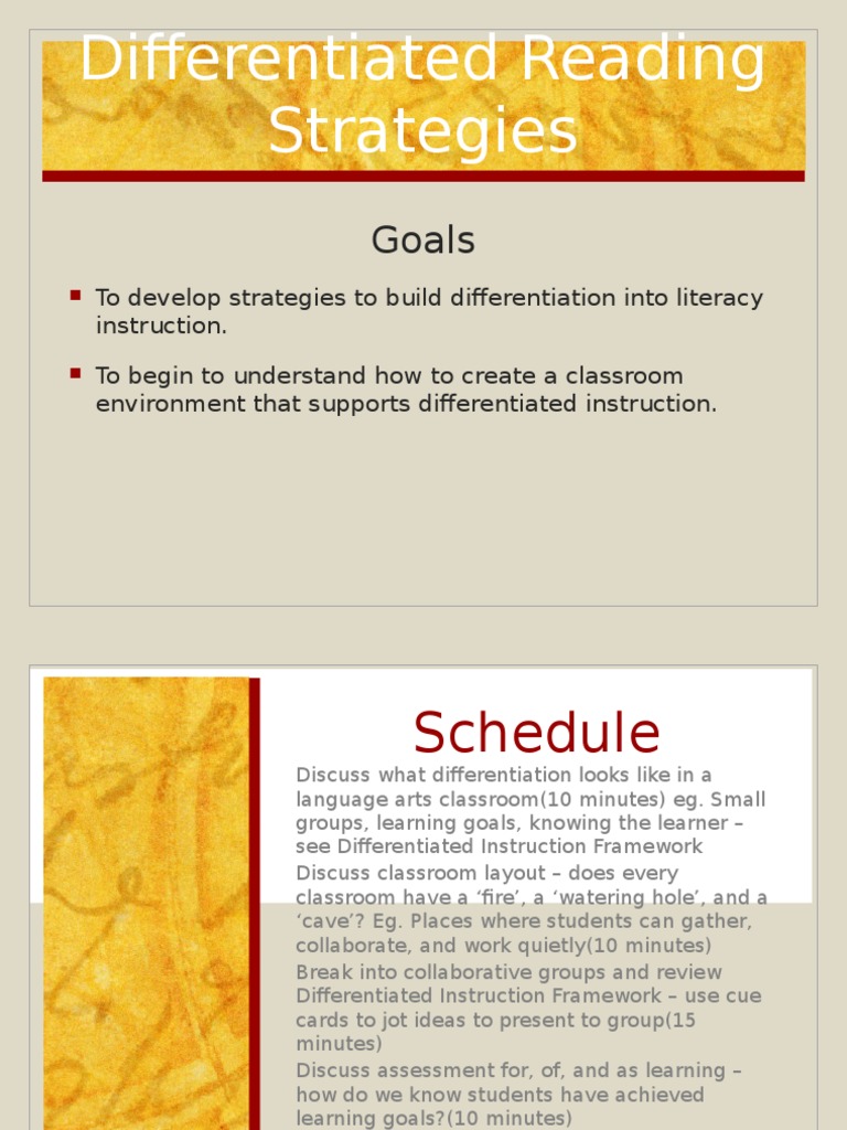 Differentiated Reading Strategies Workshop | PDF | Differentiated ...