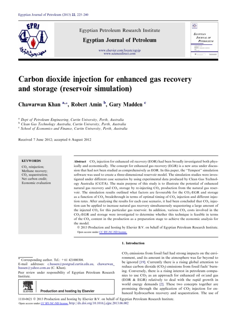 CO2 Injection for Enhanced Gas Recovery | PDF | Carbon Dioxide ...