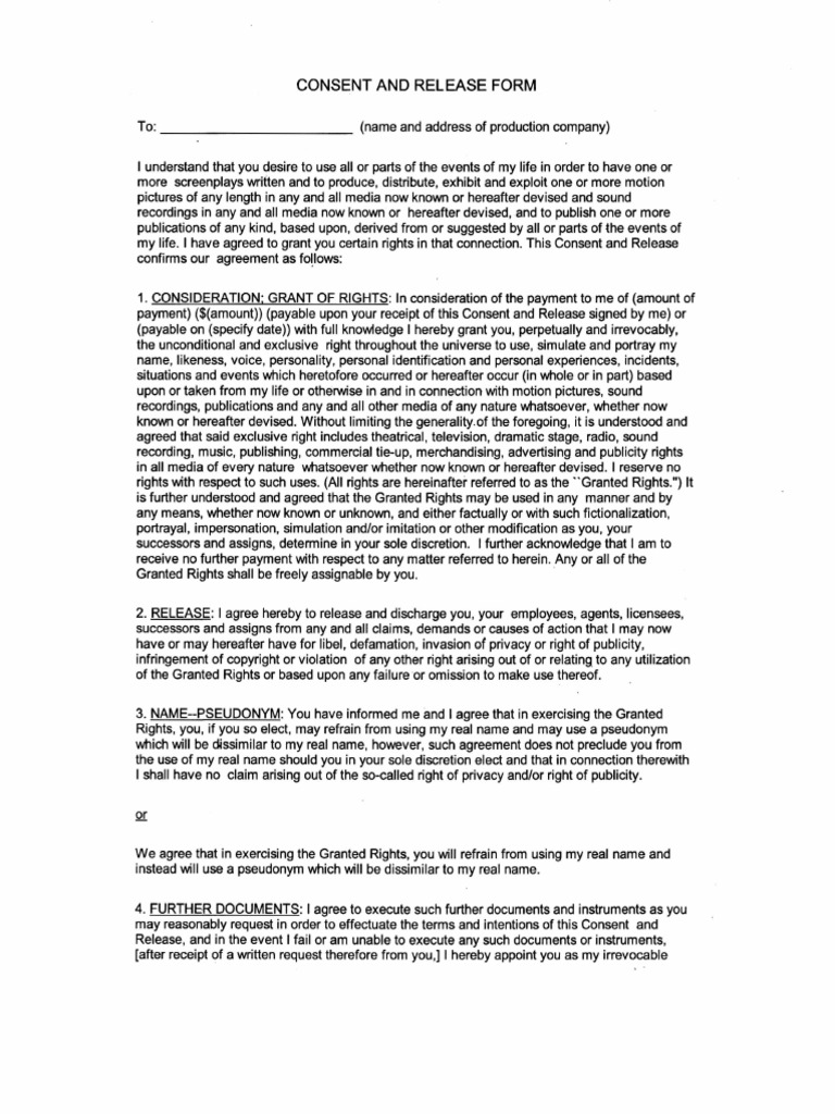 Consent and Release Form | PDF | Defamation | Government Information