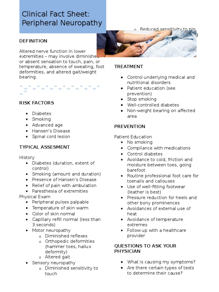 Clinical Fact Sheet PN | PDF | Peripheral Neuropathy | Diseases And ...