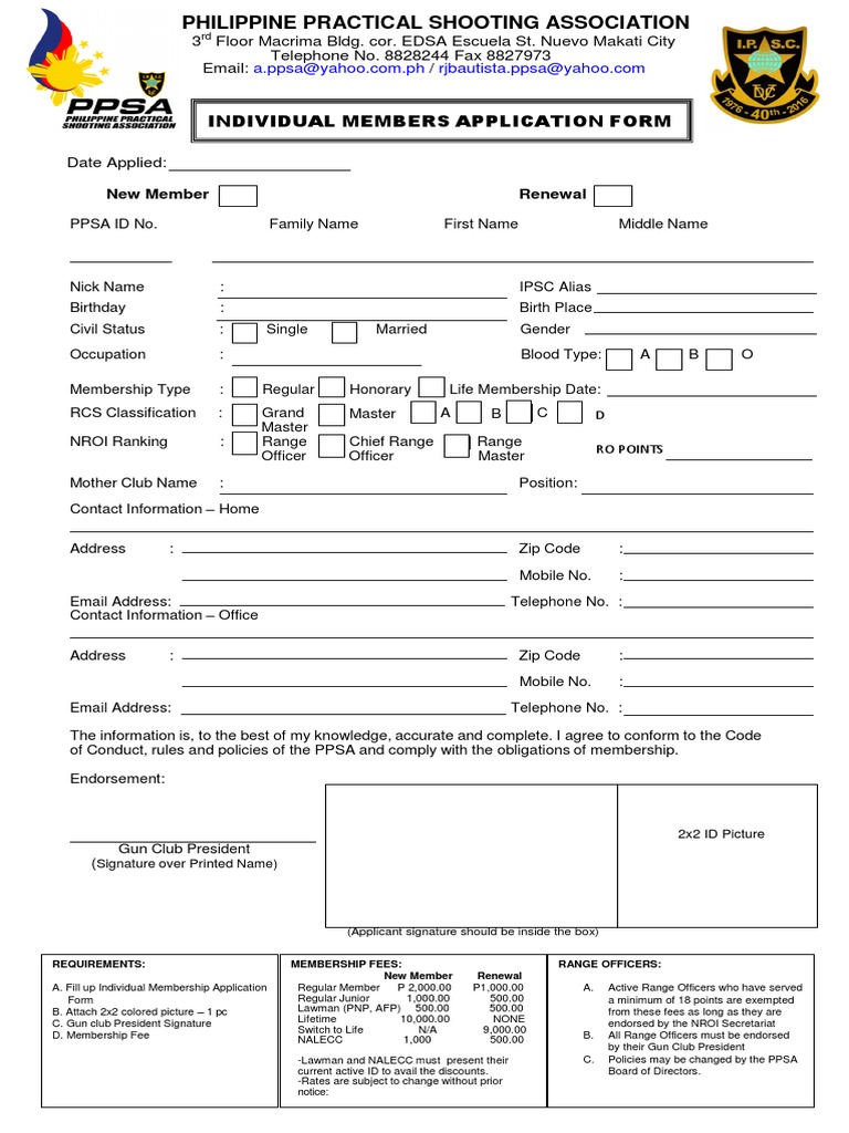 Ppsa Individual Membership Form - 2017 PDF | PDF | Business