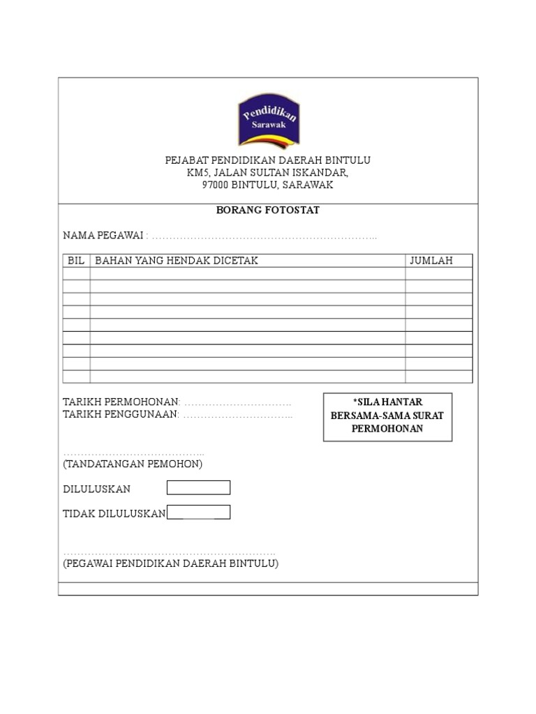 Borang Fotostat | PDF