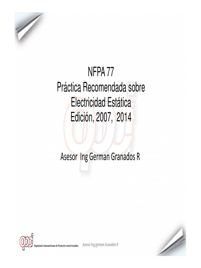 Normativa NFPA 77 sobre Electricidad Estática | PDF | Electrostática ...