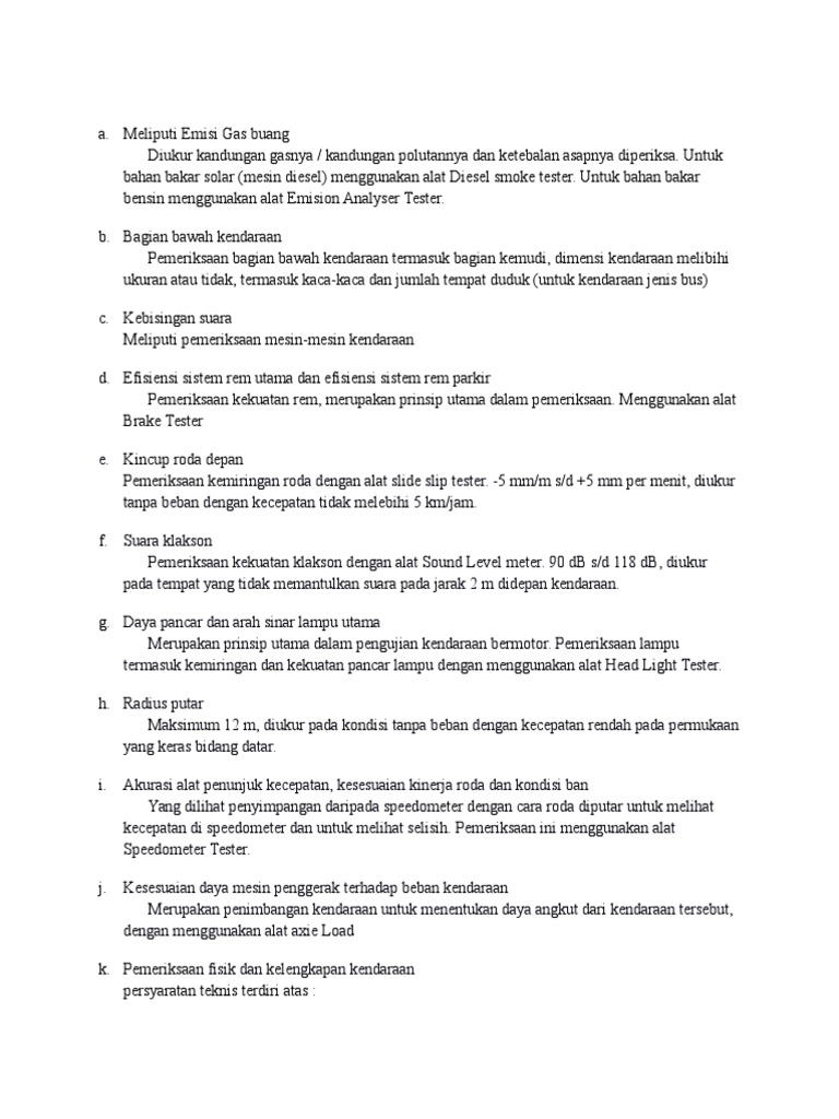 Pengujian Kir Untuk Busway | PDF