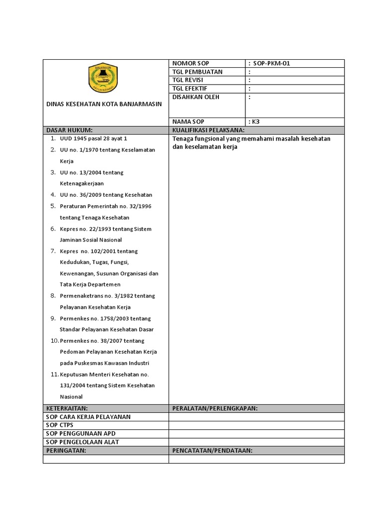 Sop K3 | PDF