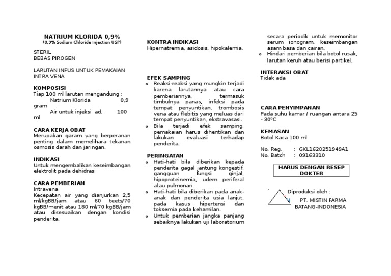 Brosur Infus Nacl | PDF