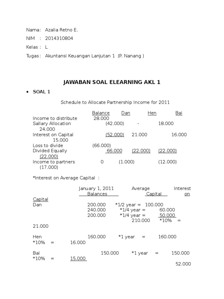 Jawaban Soal Elearning Akl 1 | PDF