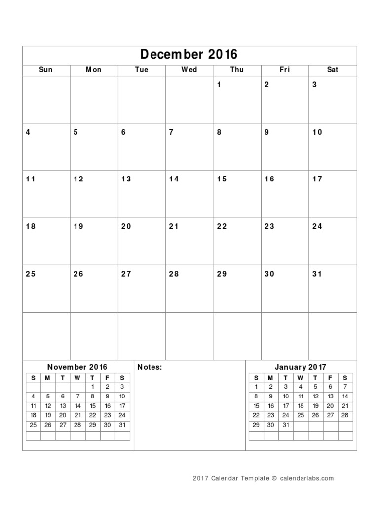 2017 Monthly Calendar Portrait 14 Dec 2016 | PDF
