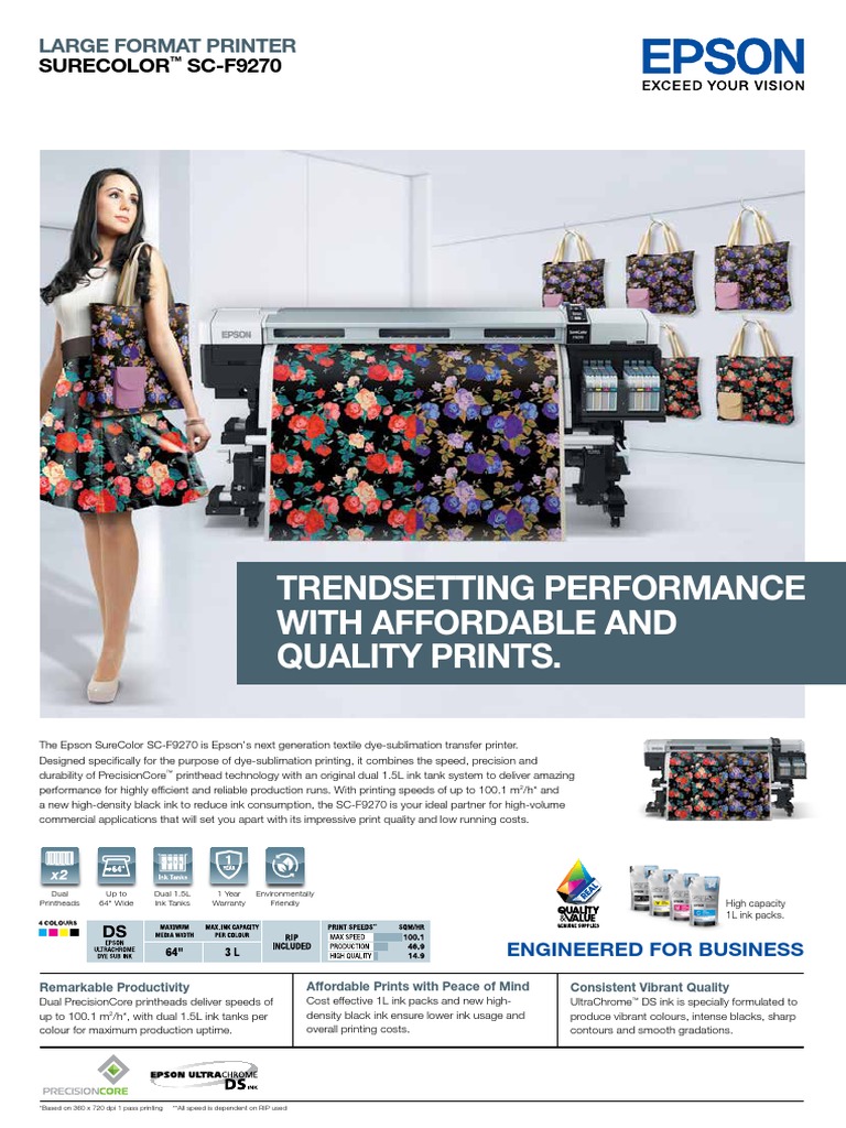 Epson SureColour SC-F9270 A4Brochure 2 | PDF | Printer (Computing) | Media Technology