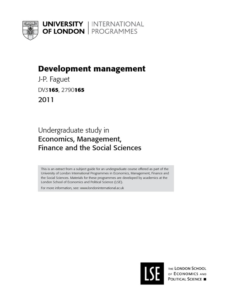 Development Management | PDF | Development Economics | Governance