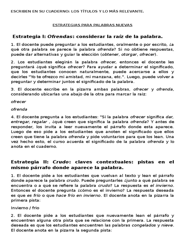 Estrategias para Palabras Nuevas | PDF | Diccionario | Palabra