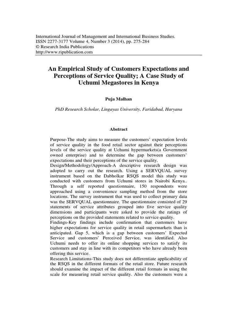 Customer Expectation of Retail Stores Questionnaire | PDF | Retail ...