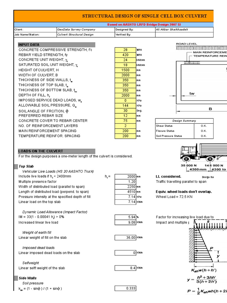Design of Box Culvert AASHTO | PDF | Structural Load | Pressure