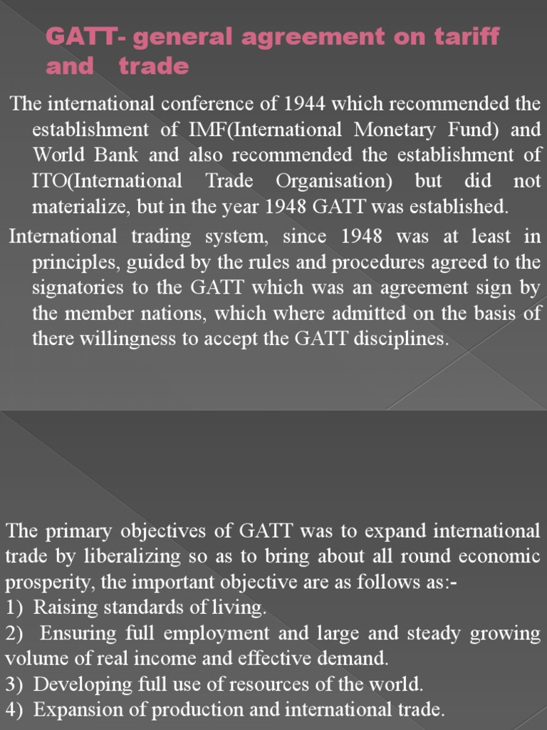 GATT-general Agreement On Tariff and Trade | PDF | World Trade ...