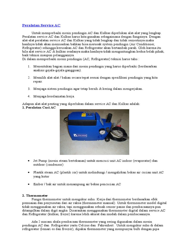 Peralatan Service AC | PDF | Teknologi & Rekayasa