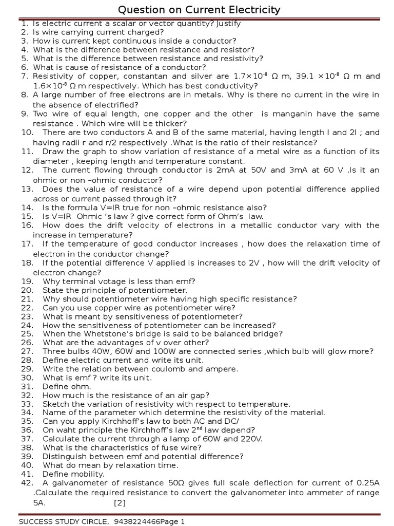 Is Electric Current A Scalar or Vector Quantity | PDF | Electric ...