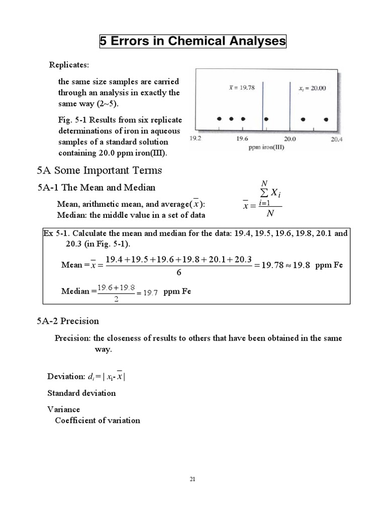 5 Errors in Chemical Analyses: 5A Some Important Terms | PDF | Errors And Residuals | Accuracy ...
