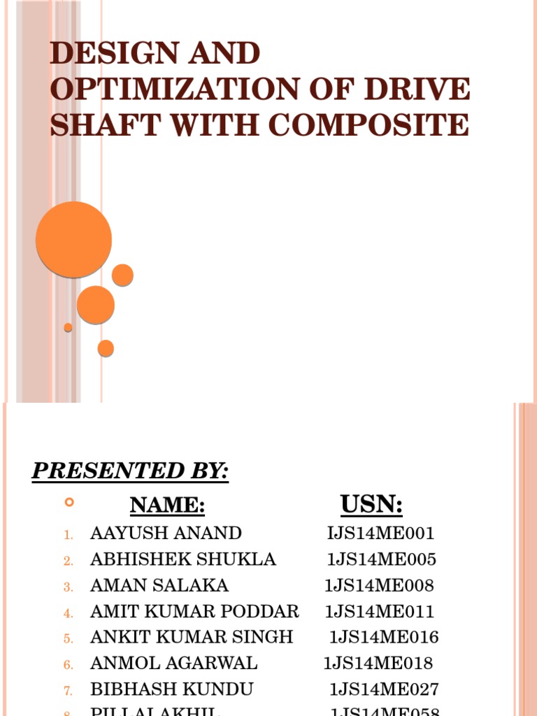 Composite Drive Shaft Design | PDF | Transmission (Mechanics) | Axle