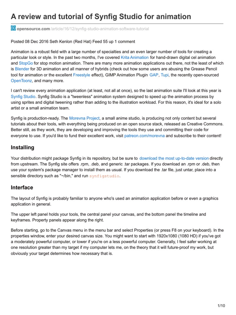 A Review and Tutorial of Synfig Studio For Animation | PDF | Animation ...